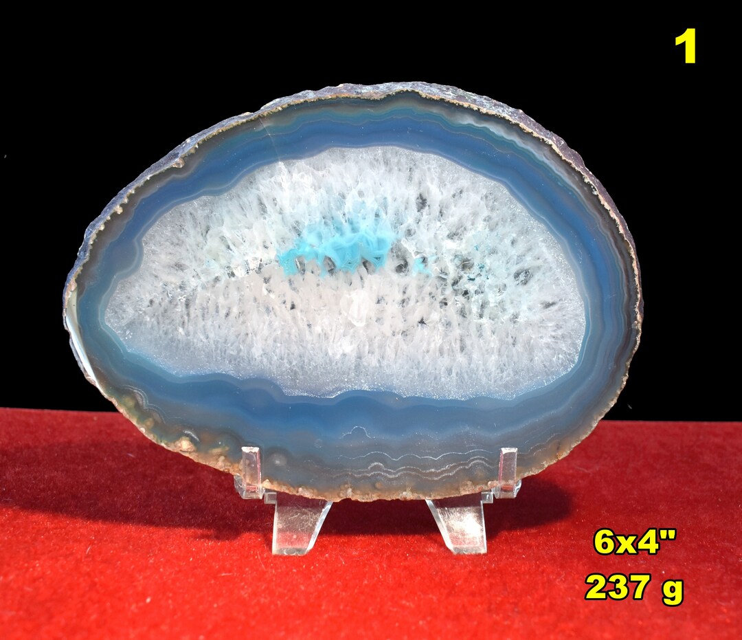Blue AGATE GEODE Slabs W/ FREE Stand * Choice of 8 * 5-7" Size * W ...