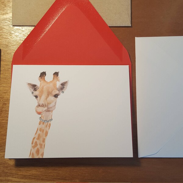 Giraffe Note Cards - Etsy