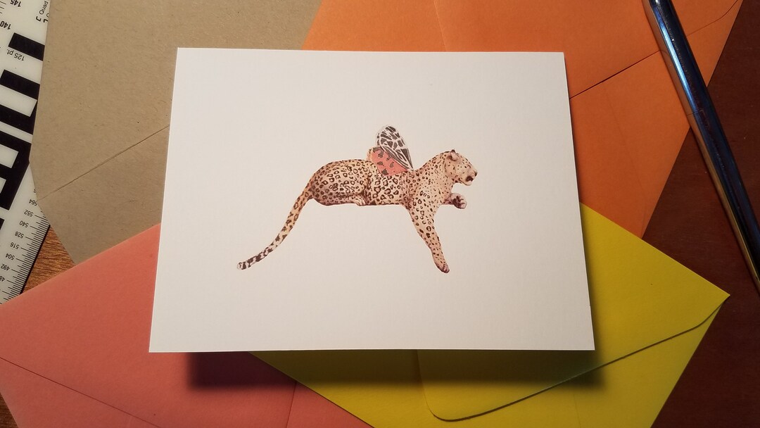 Lazy Leopard Fly Folded Note 10 Pack - Etsy