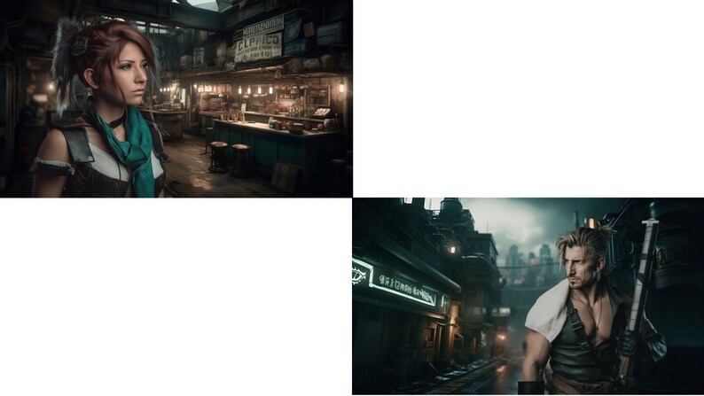 11 Digital Backdrops Final Fantasy VII Inspired, Midgar, Sector 7 ...