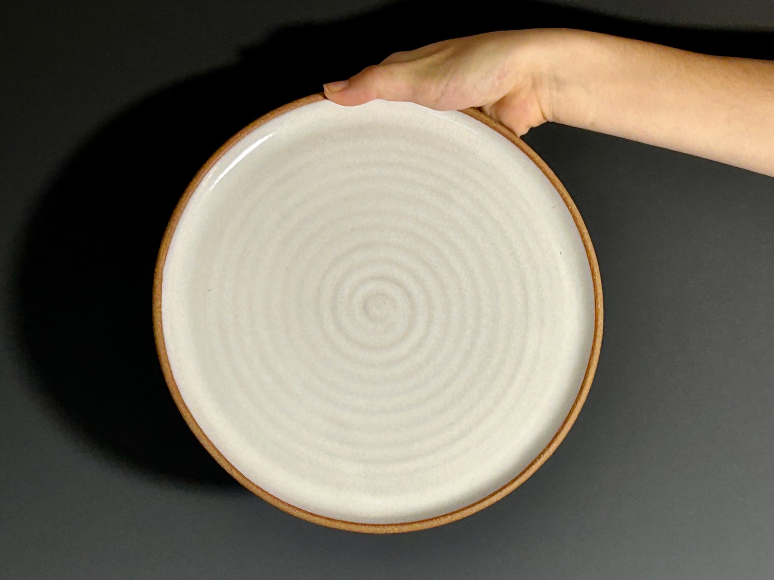 Dinner Plate, Dinnerware, Stoneware Plates, White Glaze, Raw Clay Rim ...