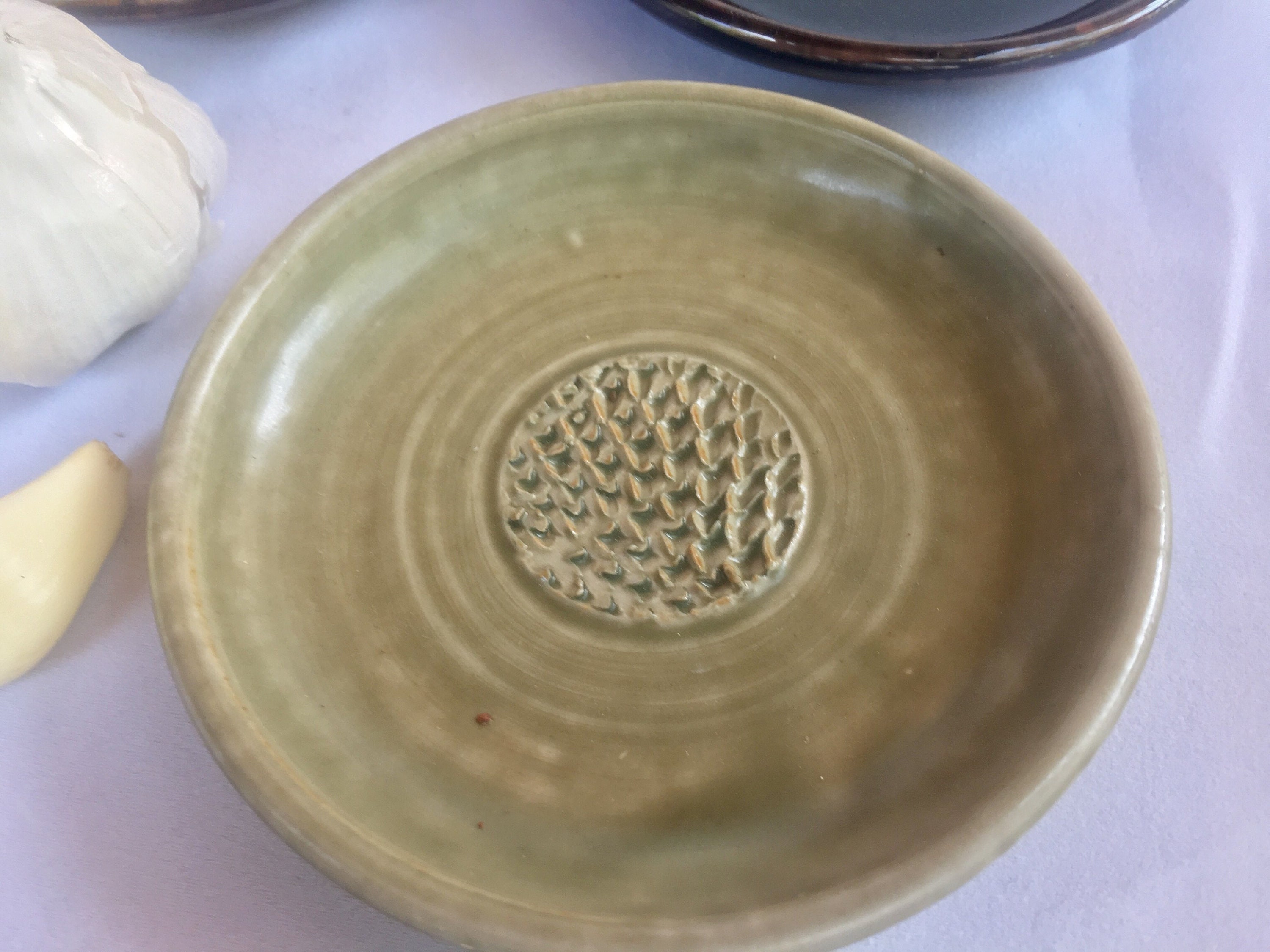 Garlic Grater,Ceramic Garlic Grater, Herb and Oil Dipping Plate, oil ...