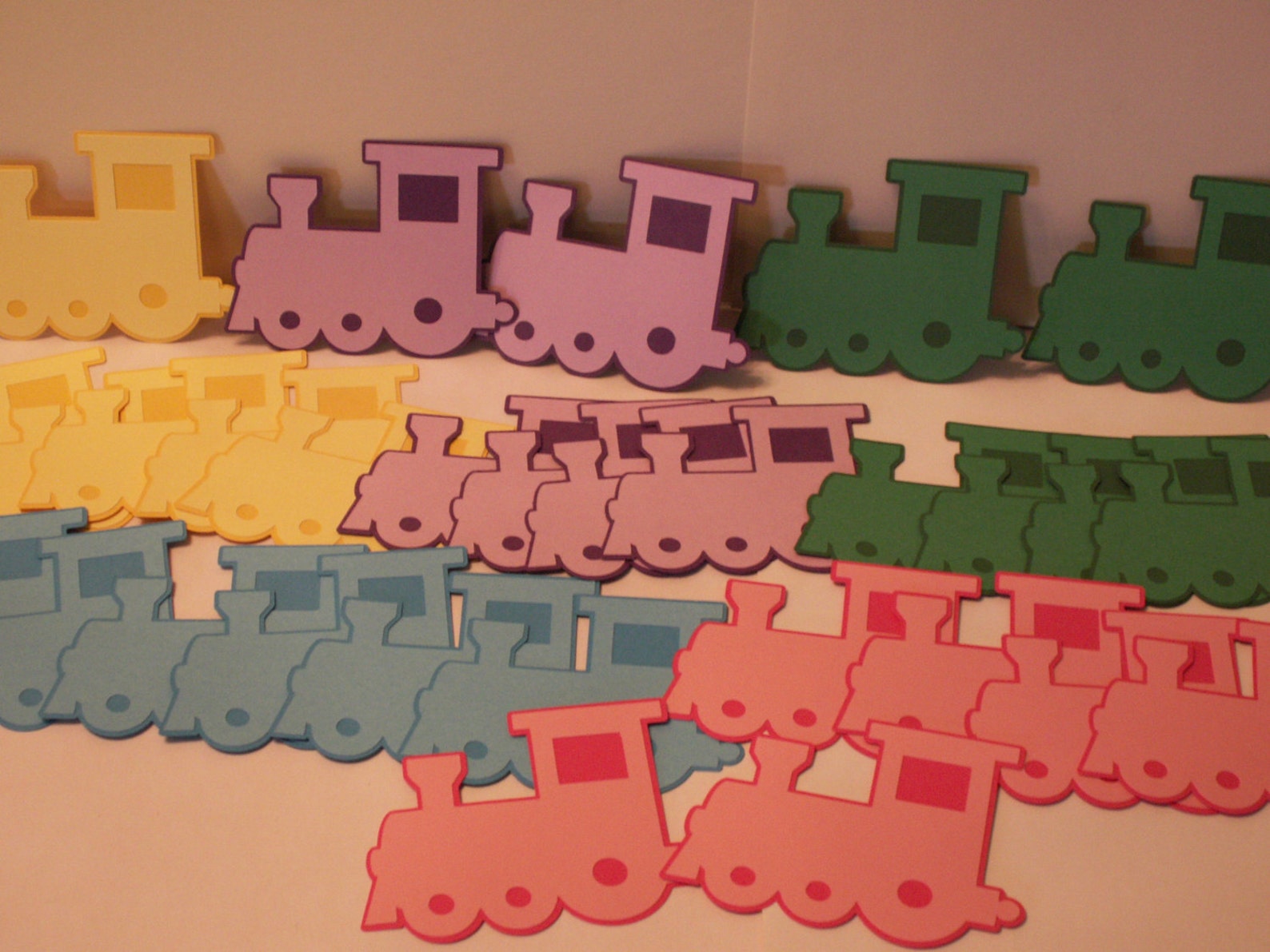 Paper Die Cut Trains, Die Cut Trains, Blue Die Cut Trains, Pink Die Cut ...