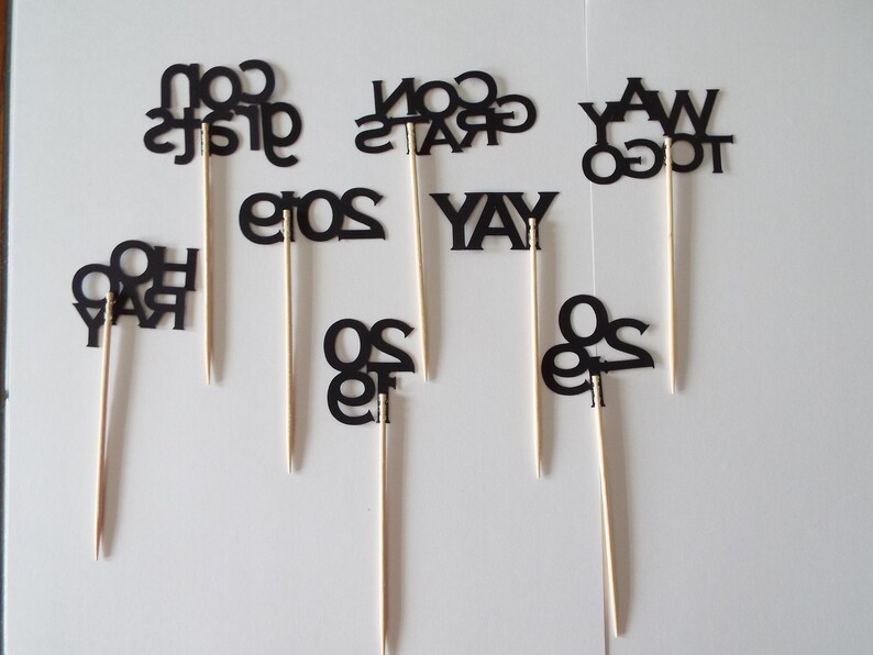 Graduation toppers cupcake toppers hooray toppers way to go | Etsy