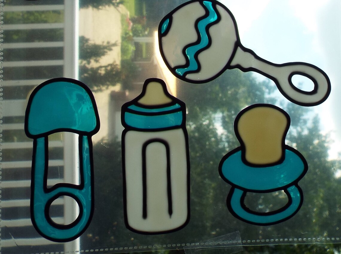 Safety Pin Pin Suncatchersuncatcherfaux Stained Glassbaby - Etsy