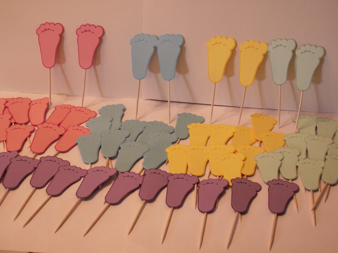 Baby Shower Cupcake Toppers, Cupcake Toppers, Feet Cupcake Toppers ...