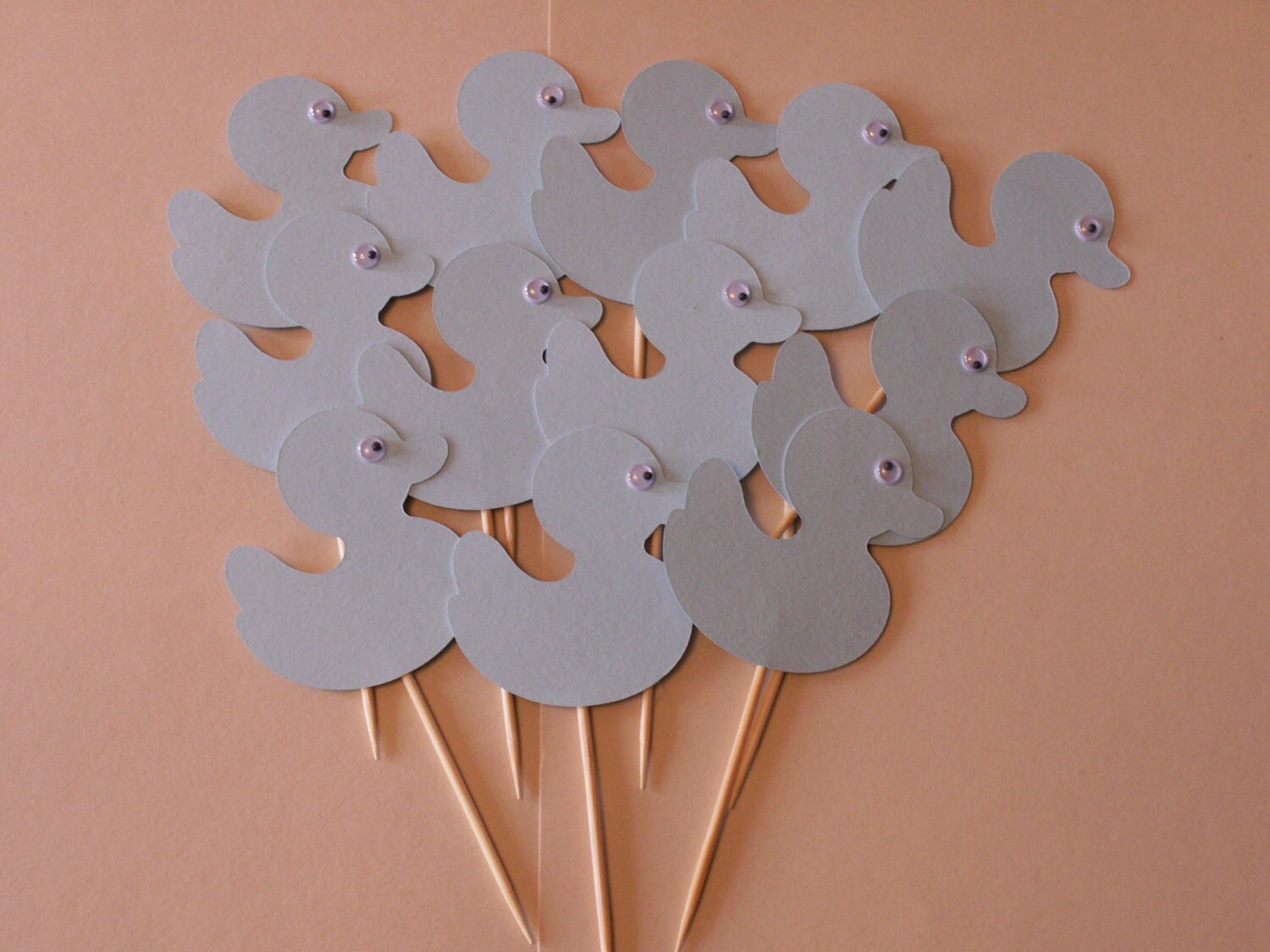 12 Pastel Duck Cupcake Toppers, Cupcake Toppers, Paper Duck Toppers ...
