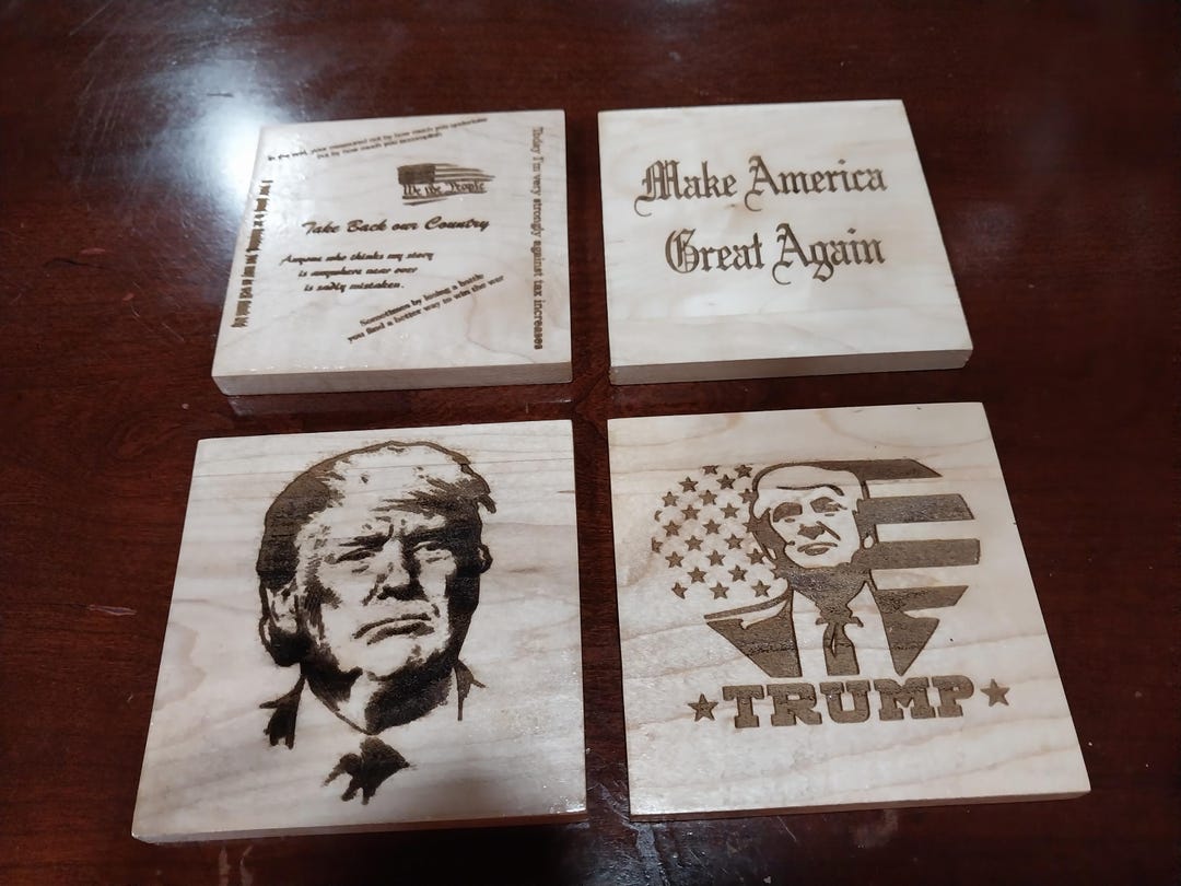 Handmade Wood Donald Trump Coaster 4 Piece Set - Etsy