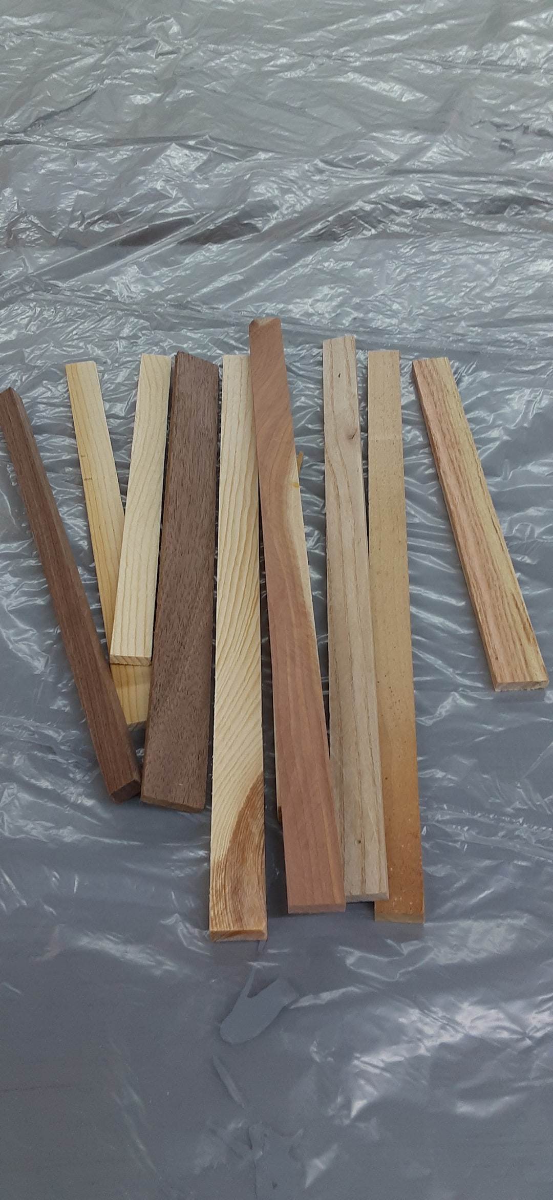 150 Piece Thin Wood Strips Multiple Woods Types. Different Lengths and ...