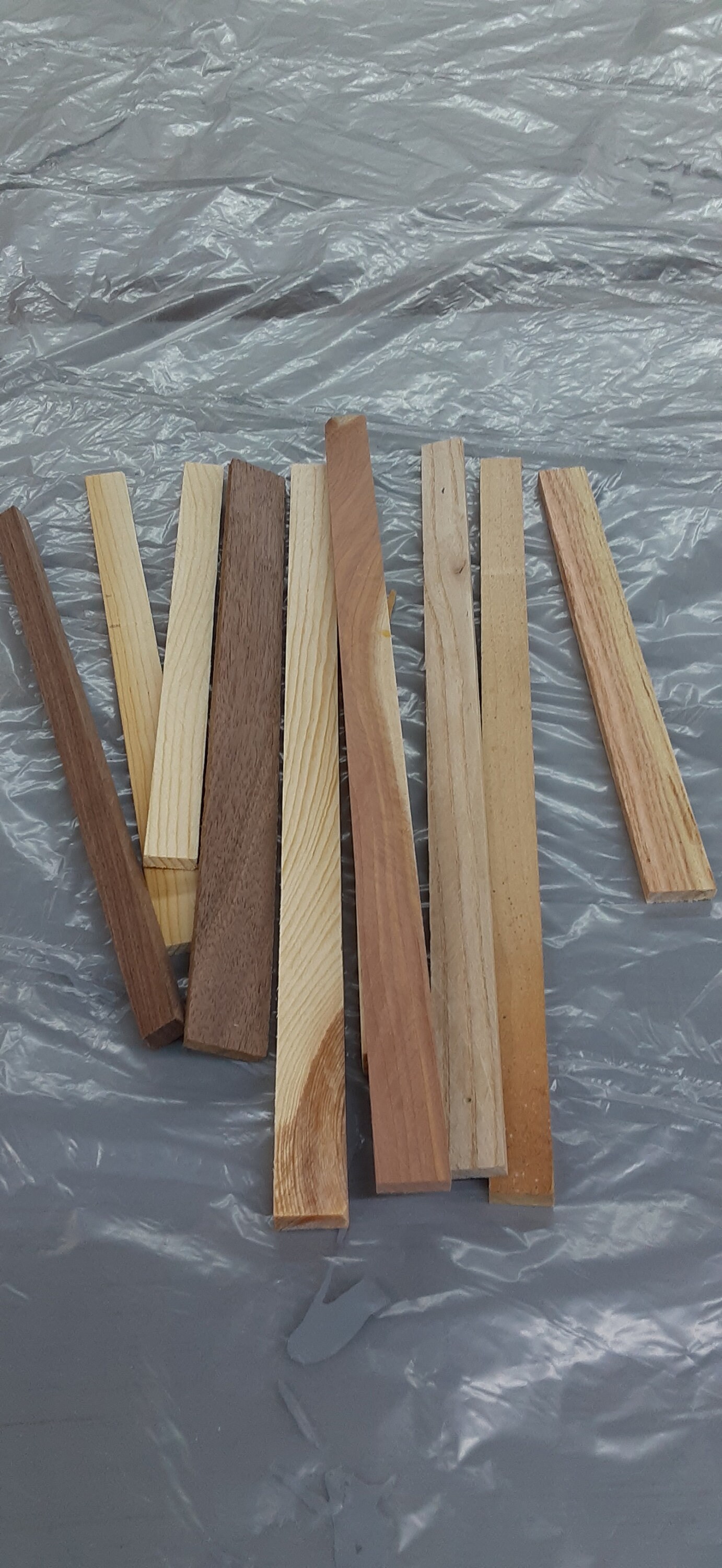 100 Piece Thin Wood Strips Multiple Woods Types Different Lengths And