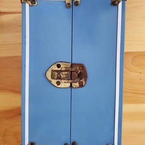 Mid-century Slate Blue Metal Doll Trunk - Etsy