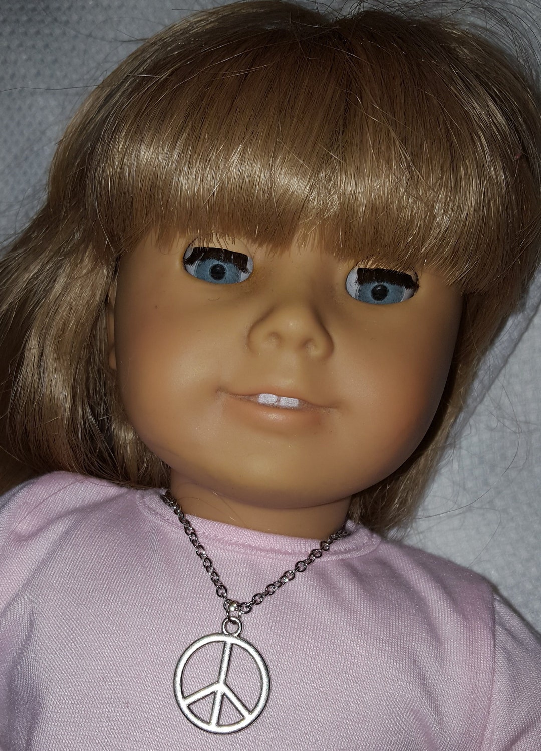 18" Dolls Handcrafted Peace Symbol With Silvertone Necklace Chain - Etsy