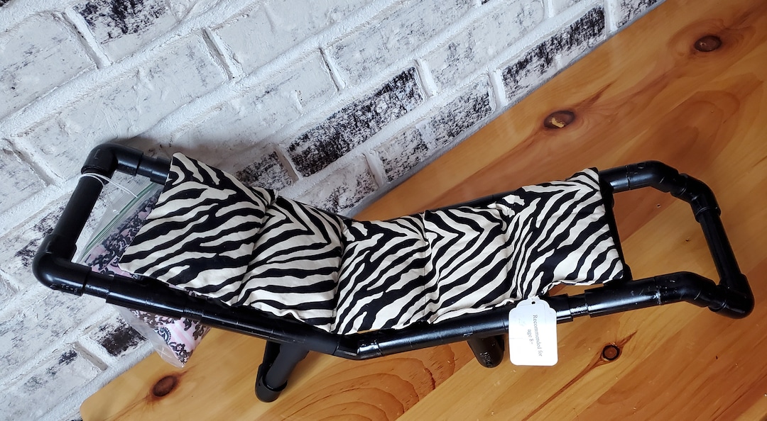 18" Doll Size Lounge Chair is Black With Two Fabric Cushions for 18 ...