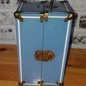 Mid-century Slate Blue Metal Doll Trunk - Etsy