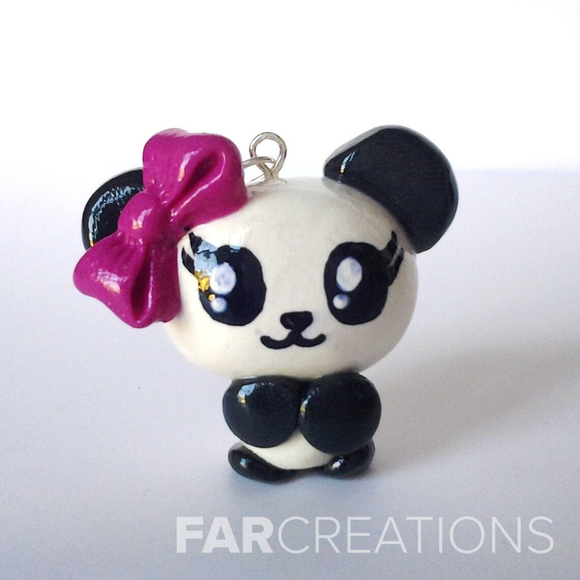 Panda Charm W/ Bow | Polymer Clay | Kawaii - Etsy