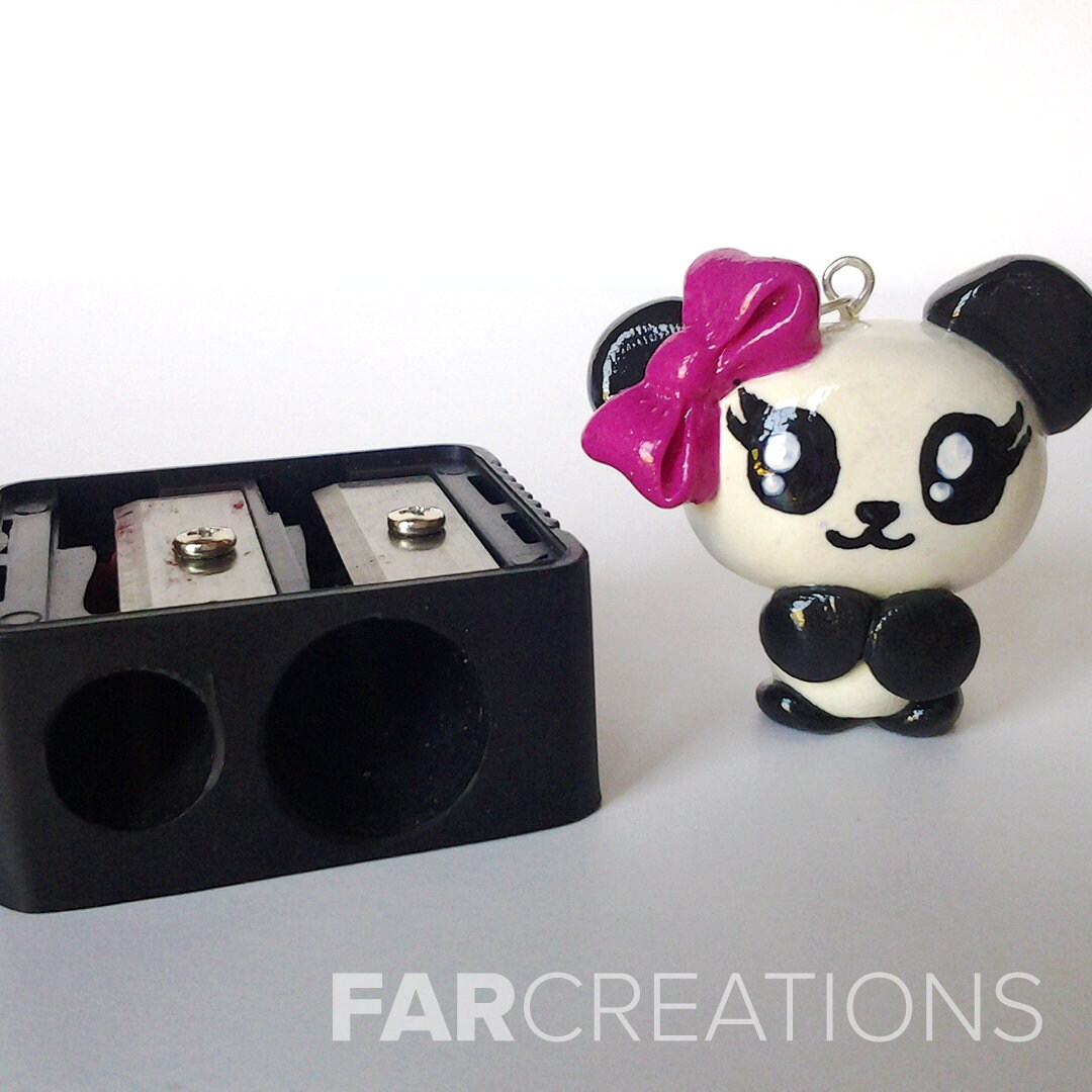 Panda Charm W/ Bow | Polymer Clay | Kawaii - Etsy