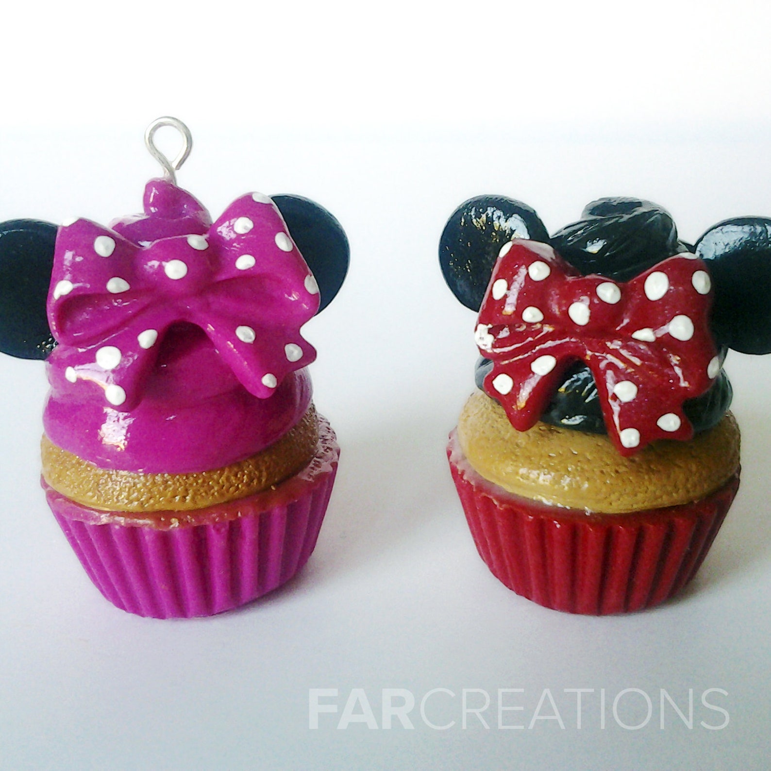 Minnie Mouse Cupcake Charm | Polymer Clay | Disney - Etsy
