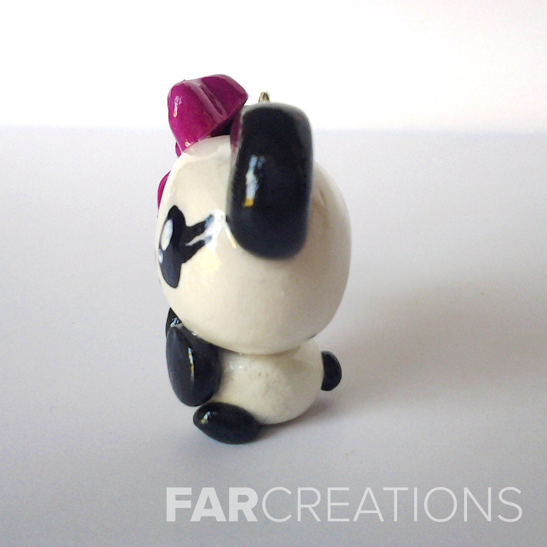 Panda Charm W/ Bow | Polymer Clay | Kawaii - Etsy