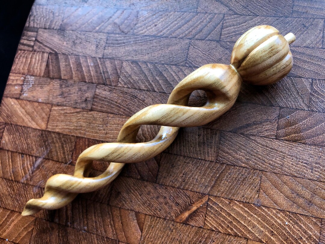 Cherry Wood Pumpkin Helix Hair Stick by Furnival’s Workshop - Etsy