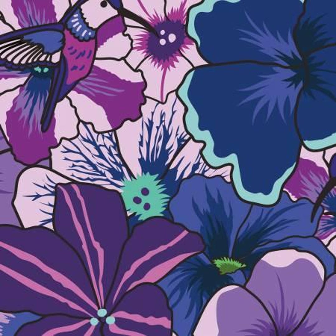 WB15561R-PURPLE 108'' Riley Blake Designs Purple Pansies Wide Backing ...