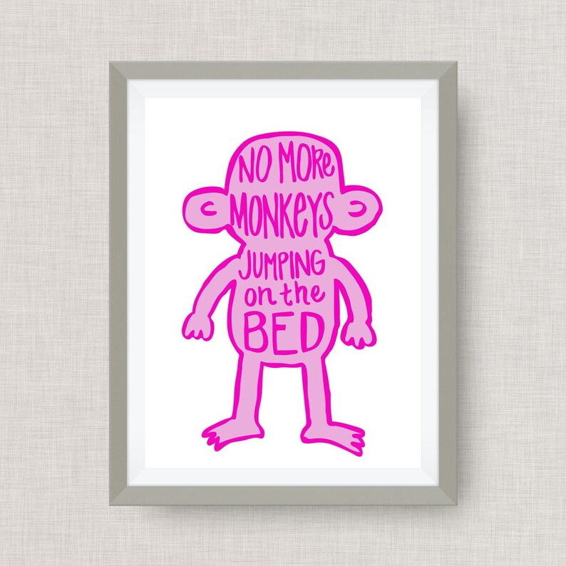 No More Monkeys Jumping on the Bed Custom Nursery Art Pick - Etsy