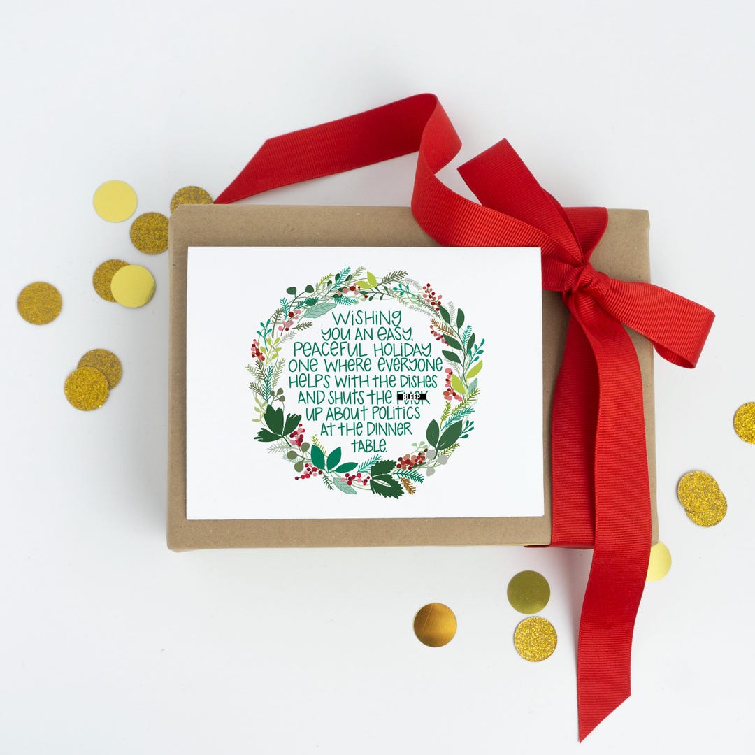 Snarky Wreath Holiday Card - Politics - Handdrawn Christmas Card, Curse ...