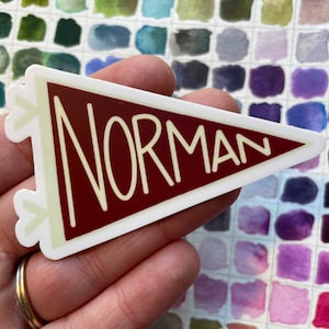 Norman Sticker, Crimson, Cream, Decal, Motivational, Laptop Sticker ...