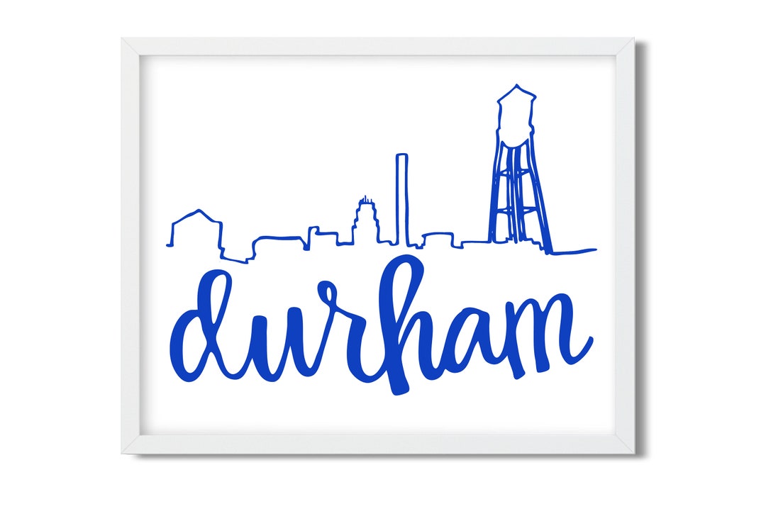 Durham Skyline, Bull City Skyline, Bull Durham, Durham Art Print, Wall ...