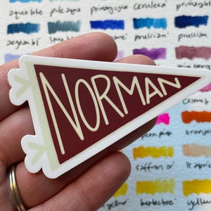 Norman Sticker, Crimson, Cream, Decal, Motivational, Laptop Sticker ...