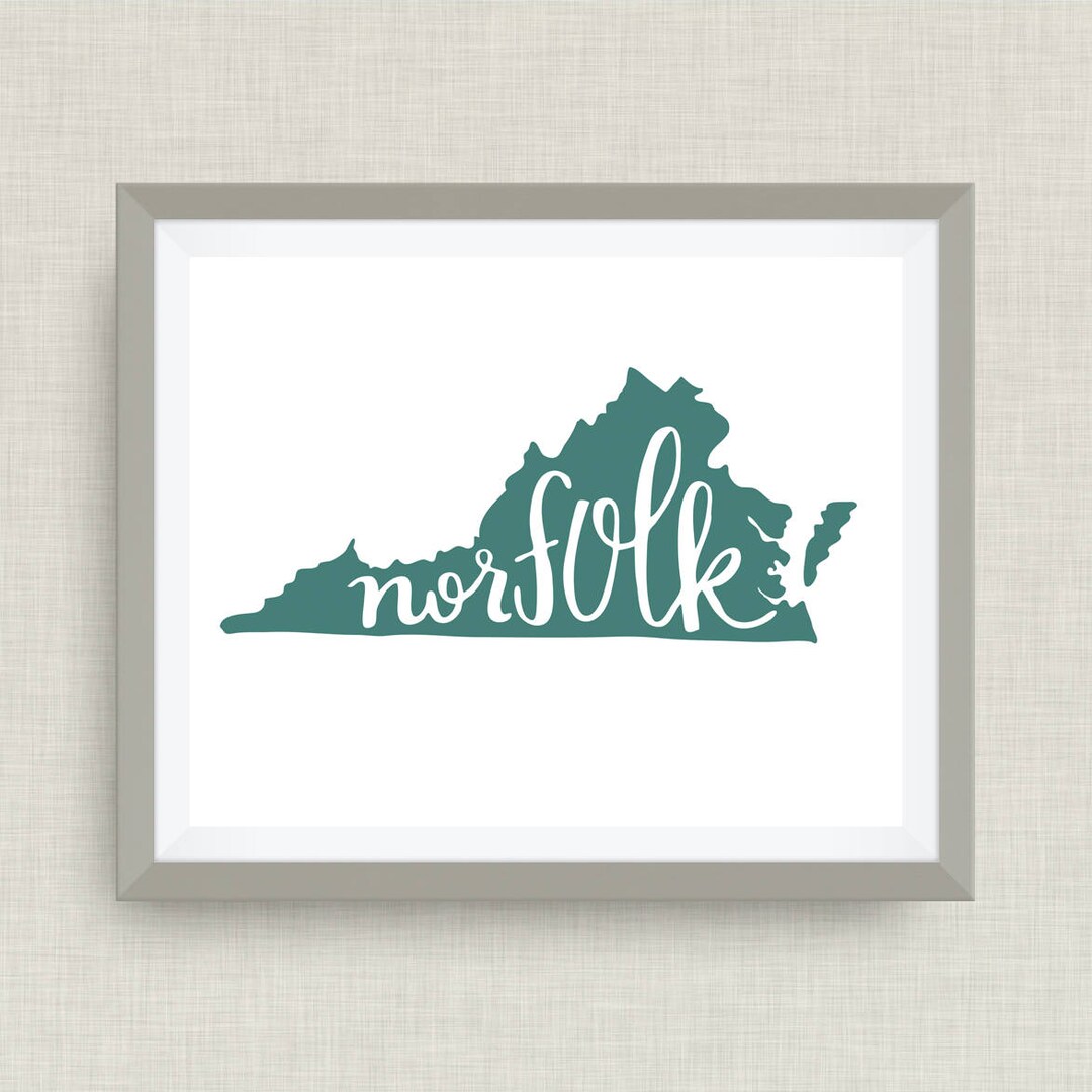Norfolk Art Print, Virginia - Hand Drawn, Option of Gold Foil - Etsy