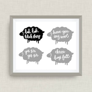 Bah Bah Black Sheep- Custom Nursery Art - Pick Your Colors! - Etsy