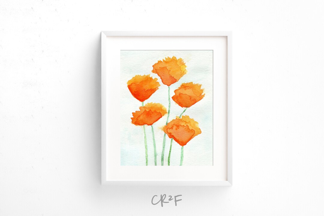 Poppy Watercolor Art Print Poppy, Poppies, Floral, Orange Flower ...