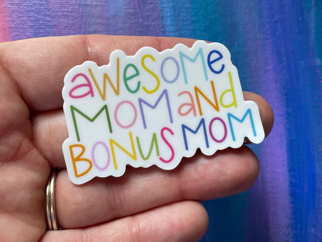 Awesome Mom and Bonus Mom Decal Laptop Sticker, Bumper Sticker, Water ...