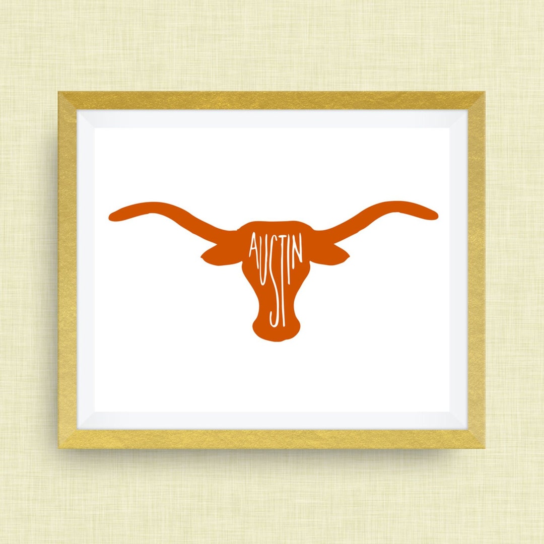 Austin Art Print Longhorn Art Print Hand Drawn Hand - Etsy