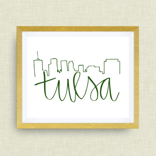 Tulsa Skyline Oklahoma Cityscape Painting Art Print Poster CX | Etsy