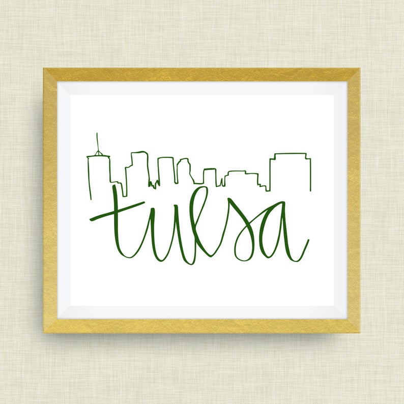 Tulsa Skyline, Tulsa Oklahoma Art Print, Tulsey Town, Option of Gold ...