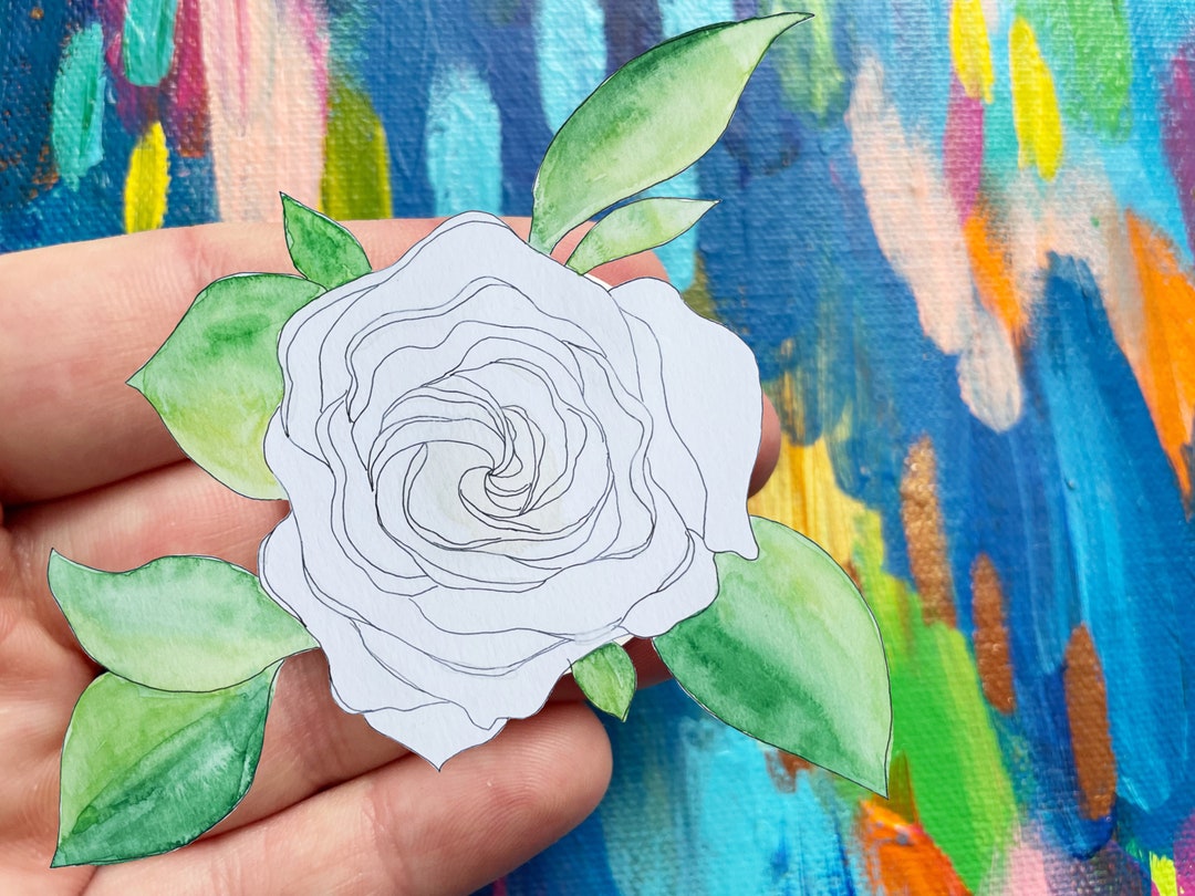 White Rose Sticker, Floral Decal - Laptop Sticker, Bumper Sticker ...