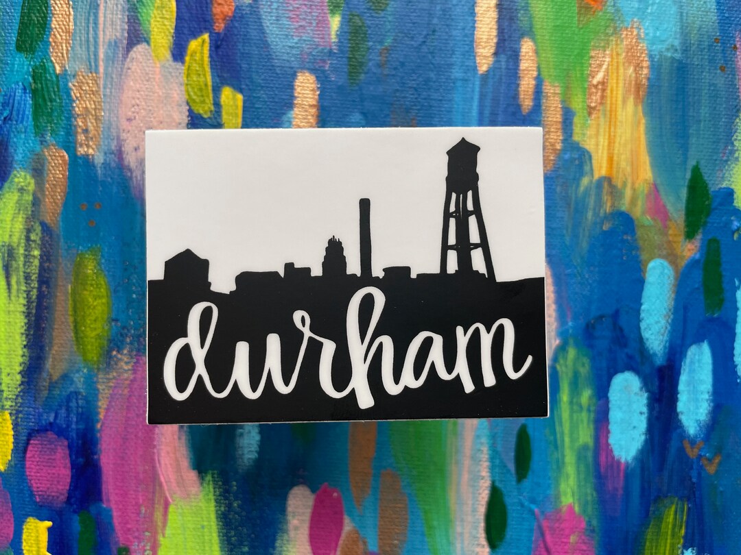 Durham Skyline Sticker Black and White, Bull City Decal - Laptop ...