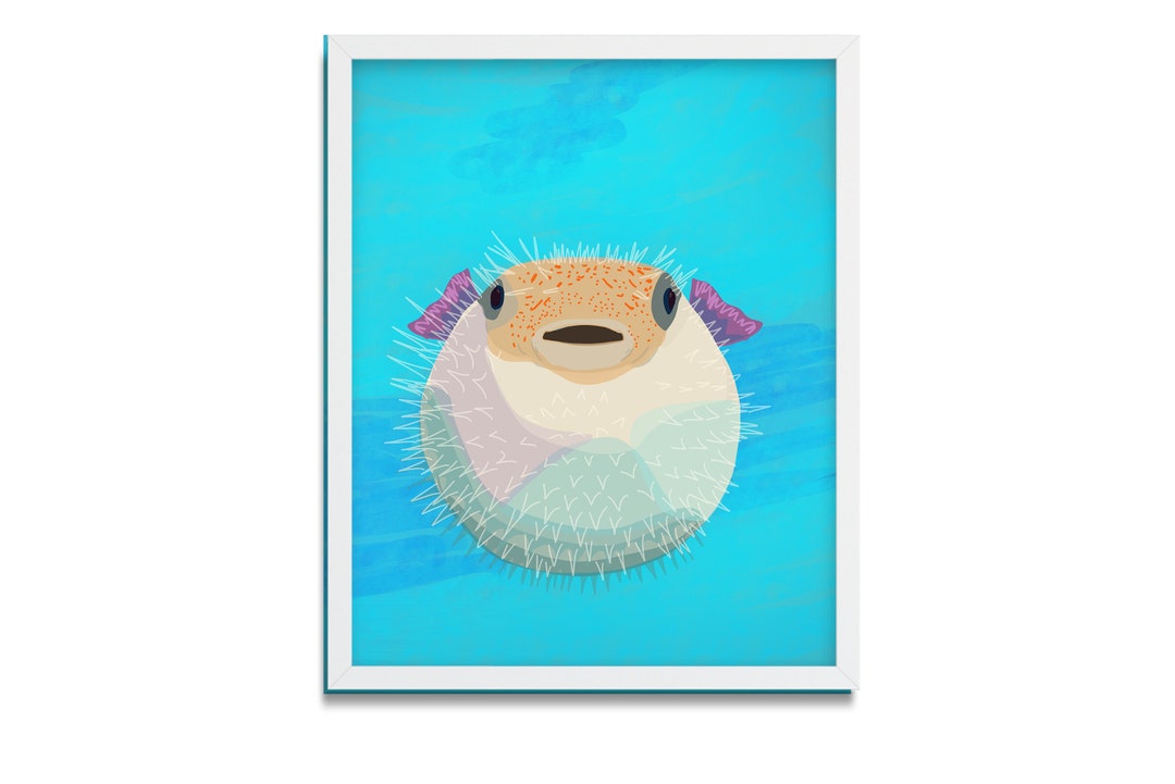 Puffer Fish Art Print, Reproduction of Original Art, Rainbow Fish ...