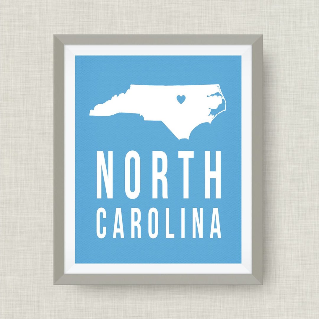 UNC Art Print - North Carolina Art Print in UNC Colors - Etsy