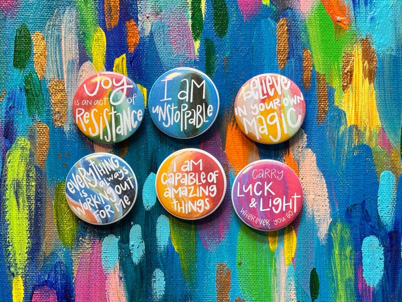Motivational Buttons – Positive Affirmation Badges – Inspirational ...