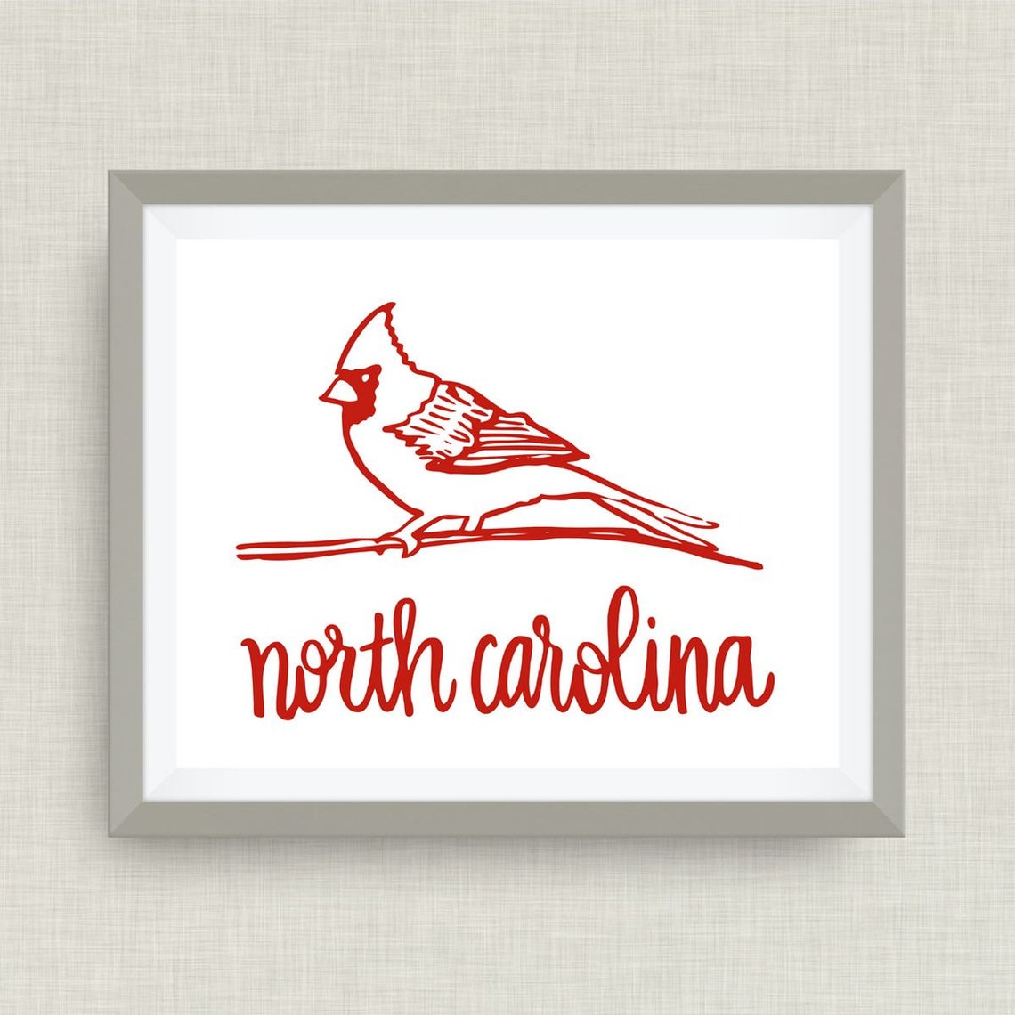 North Carolina Art Print Cardinal State Symbol Brightkind - Etsy