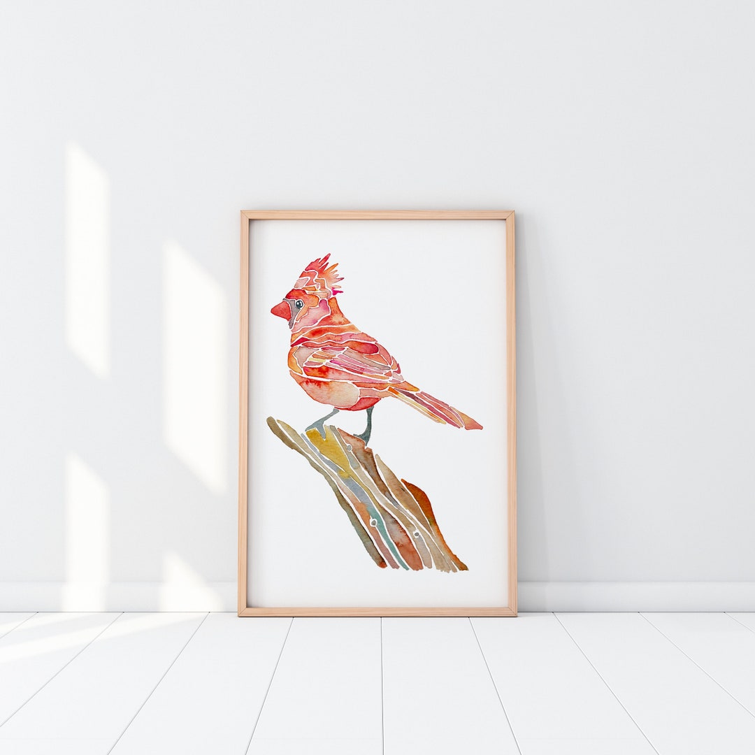 Cardinal Art Print, Cardinal Wall Art, Red and White Art, Office Decor ...