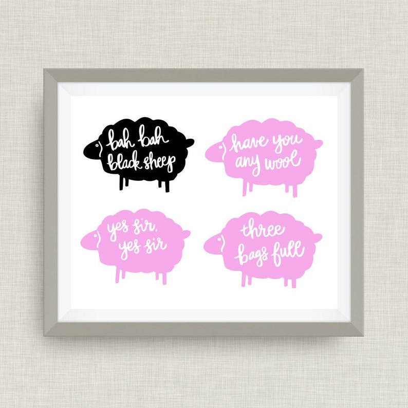 Bah Bah Black Sheep- Custom Nursery Art - Pick Your Colors! - Etsy