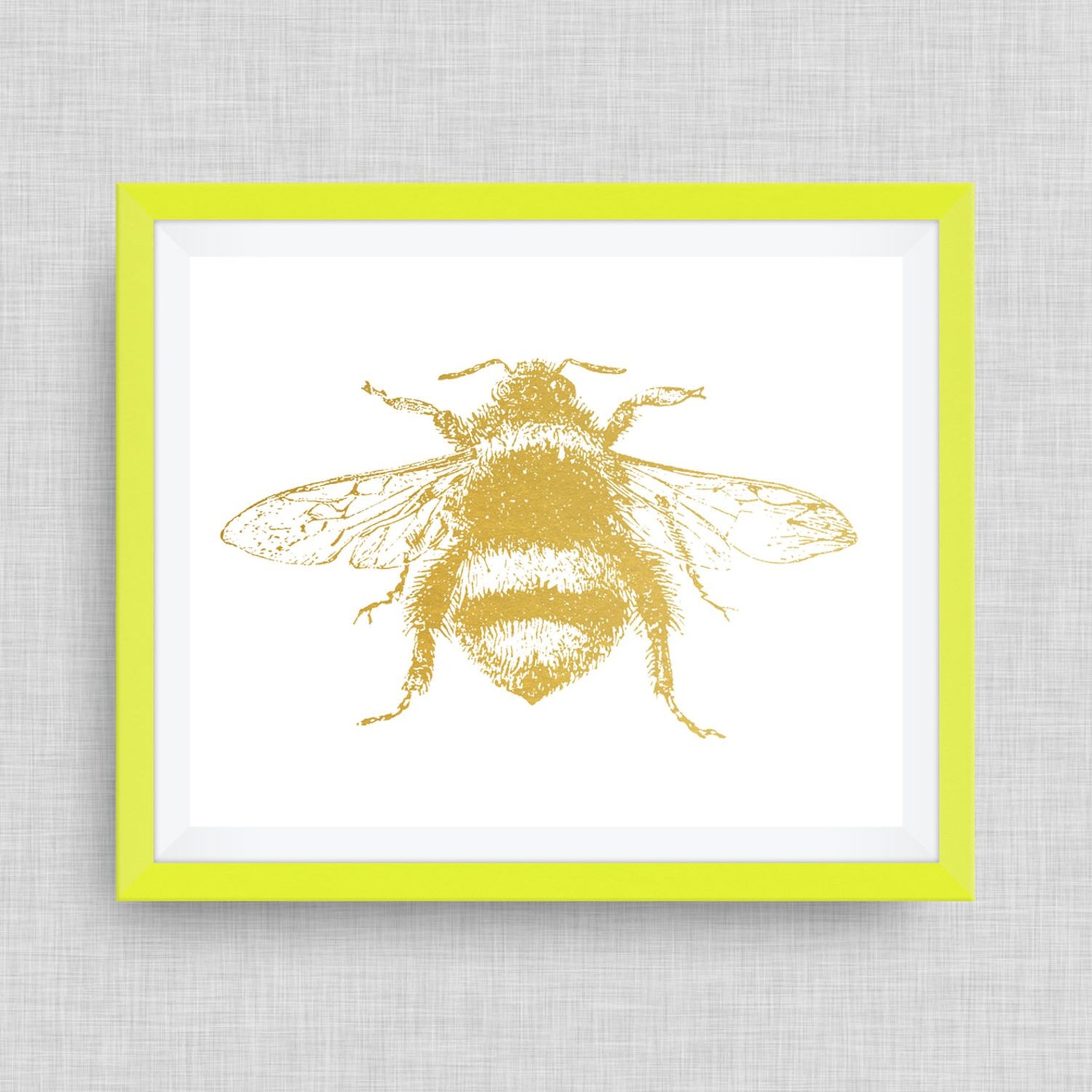 Bee Art Print Option of Gold Foil Print | Etsy