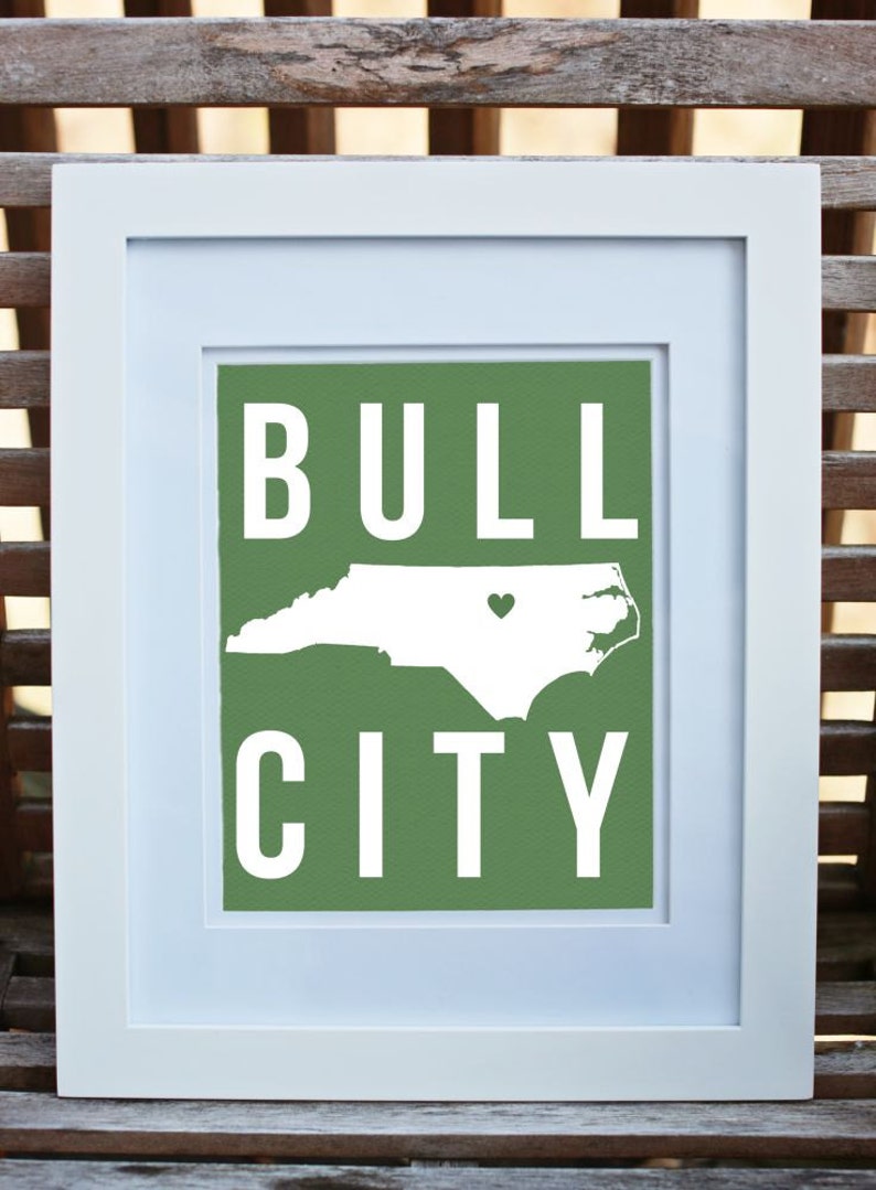 Bull City Art Print, Durham North Carolina - Custom Locations & Colors ...