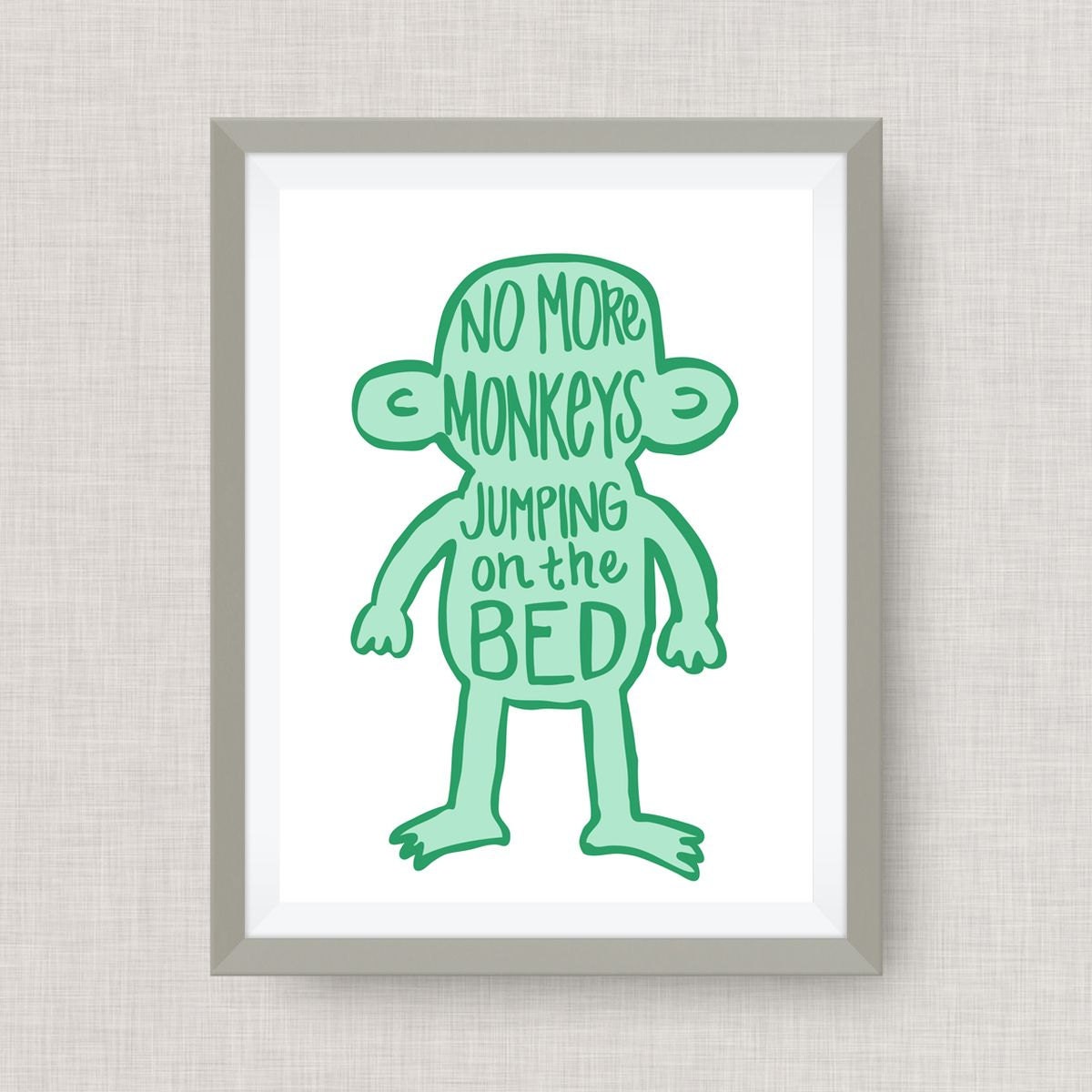 No More Monkeys Jumping on the Bed Custom Nursery Art Pick - Etsy