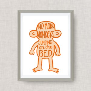 No More Monkeys Jumping on the Bed- Custom Nursery Art - Pick Your ...