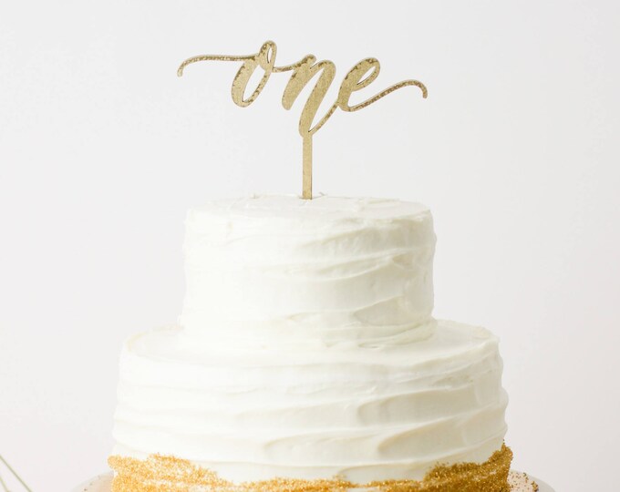 First Birthday Cake Topper ONE Cake Topper 5 Wide Laser Cut Wood Hand ...