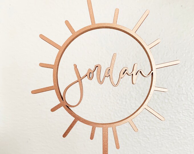 Custom Sun Name Cake Topper Celestial Cake Décor Laser Cut Letters to ...